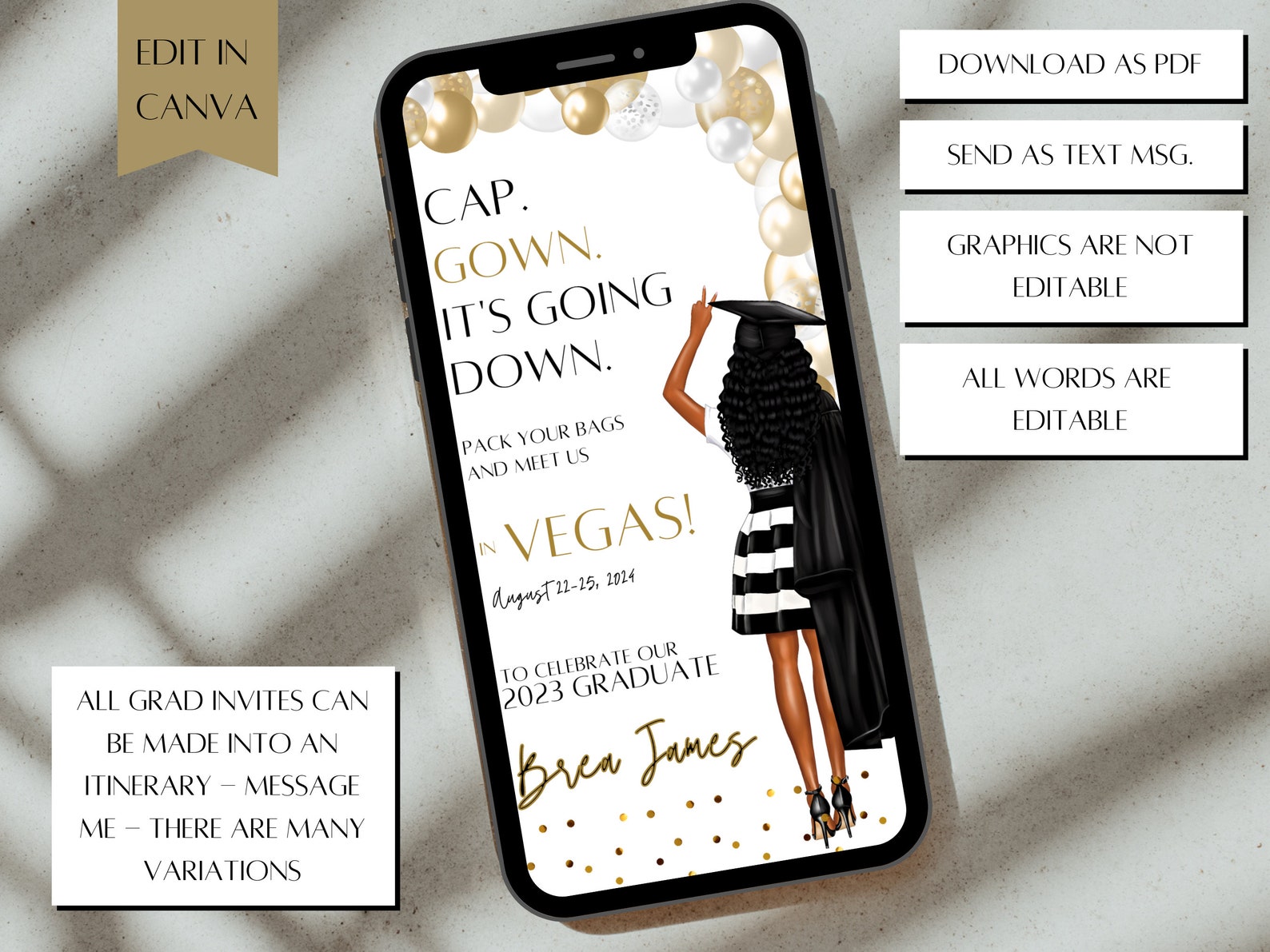 Graduation Party Invitation Black Girl Graduate Digital Grad - Etsy