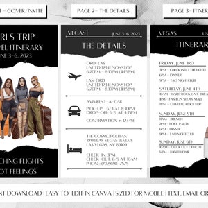 GIRLS TRIP ITINERARY Template for Black Girls, Mobile Trip Invitation ...