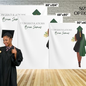 Custom Graduation Girl Backdrop, Black Girl Graduate, Graduation Decor ...