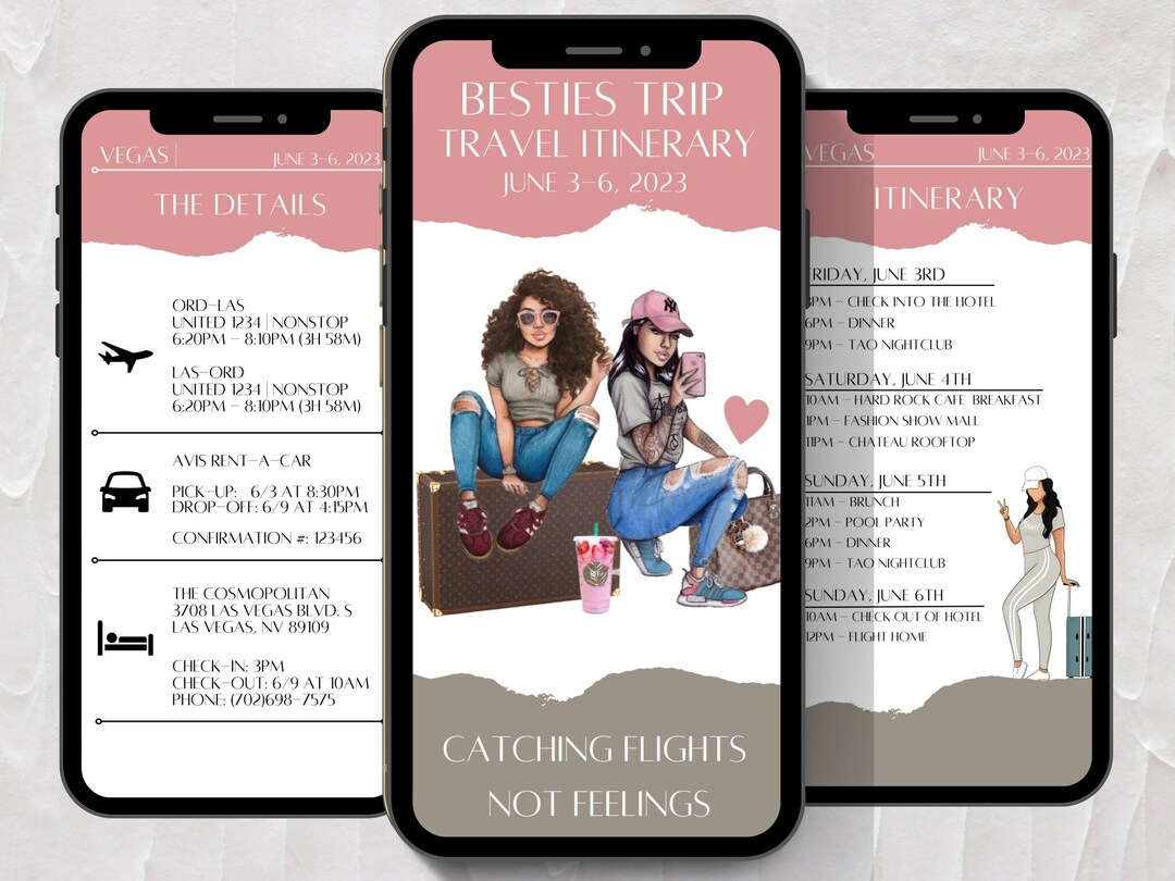 BESTIES TRIP Itinerary Template for Black Girls, Hispanic Girls, POC ...