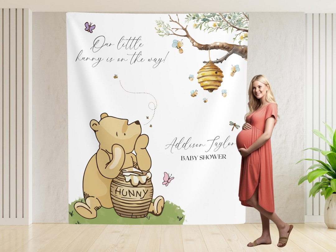 Classic Winnie the Pooh Baby Shower Banner, Little Hunny is on the Way ...