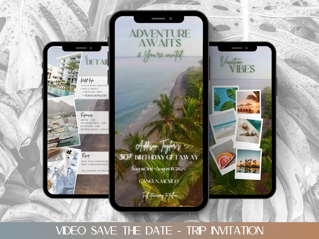 Video Trip Invitation: Beach Getaway, Birthday Adventure (digital) - Etsy
