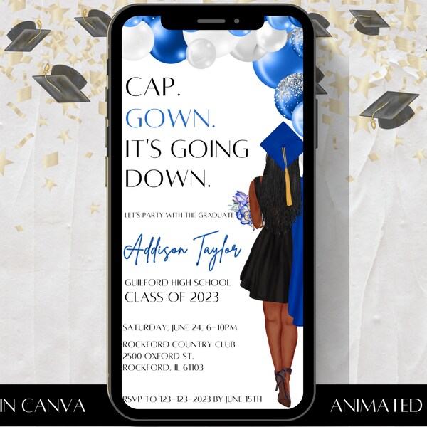 Blue and White Graduation Invitations - Etsy