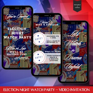Election Night Watch Party Animated Video Invitation (digital Download ...