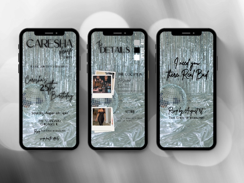 Caresha Please Birthday Party Invitation: Silver & Black (editable ...