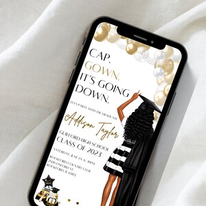 Graduation Party Invite, Black Girl Graduate, Digital Grad Party ...
