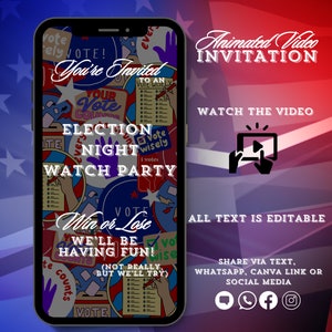 Election Night Watch Party Animated Video Invitation (digital Download ...