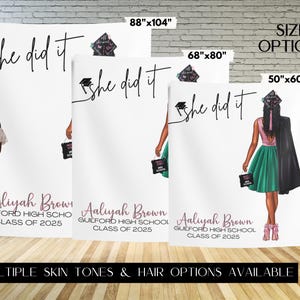 Custom Graduation Girl Backdrop, Black Girl Graduate, Graduation Decor ...