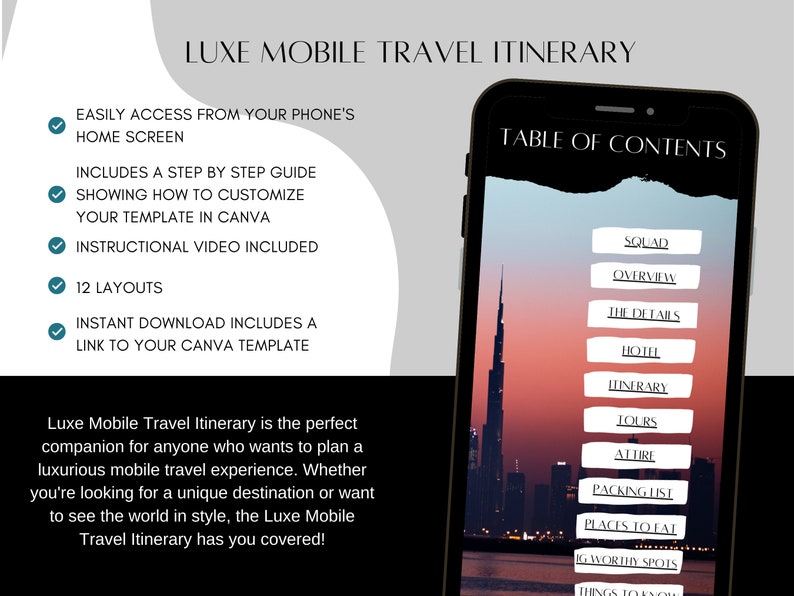 Dubai Black Girls Trip Itinerary Travel Itinerary Template - Etsy