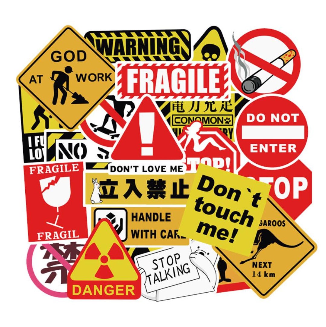 50pc/warning Warning Signs Spoof Graffiti Stickers Tie Box - Etsy
