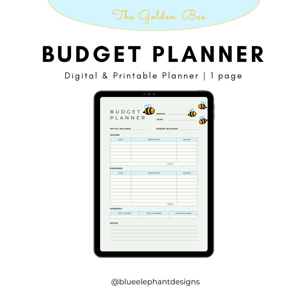 Golden Bee Budget Planner: Printable Financial Organizer (PDF) - Etsy