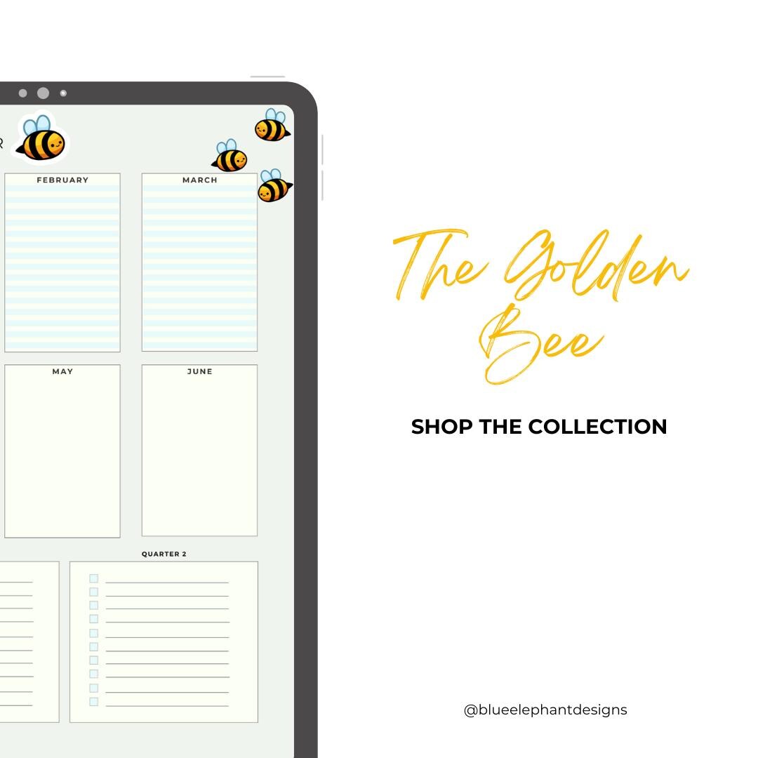 Golden Bee Yearly Planner: Printable Annual Scheduler (PDF) - Etsy