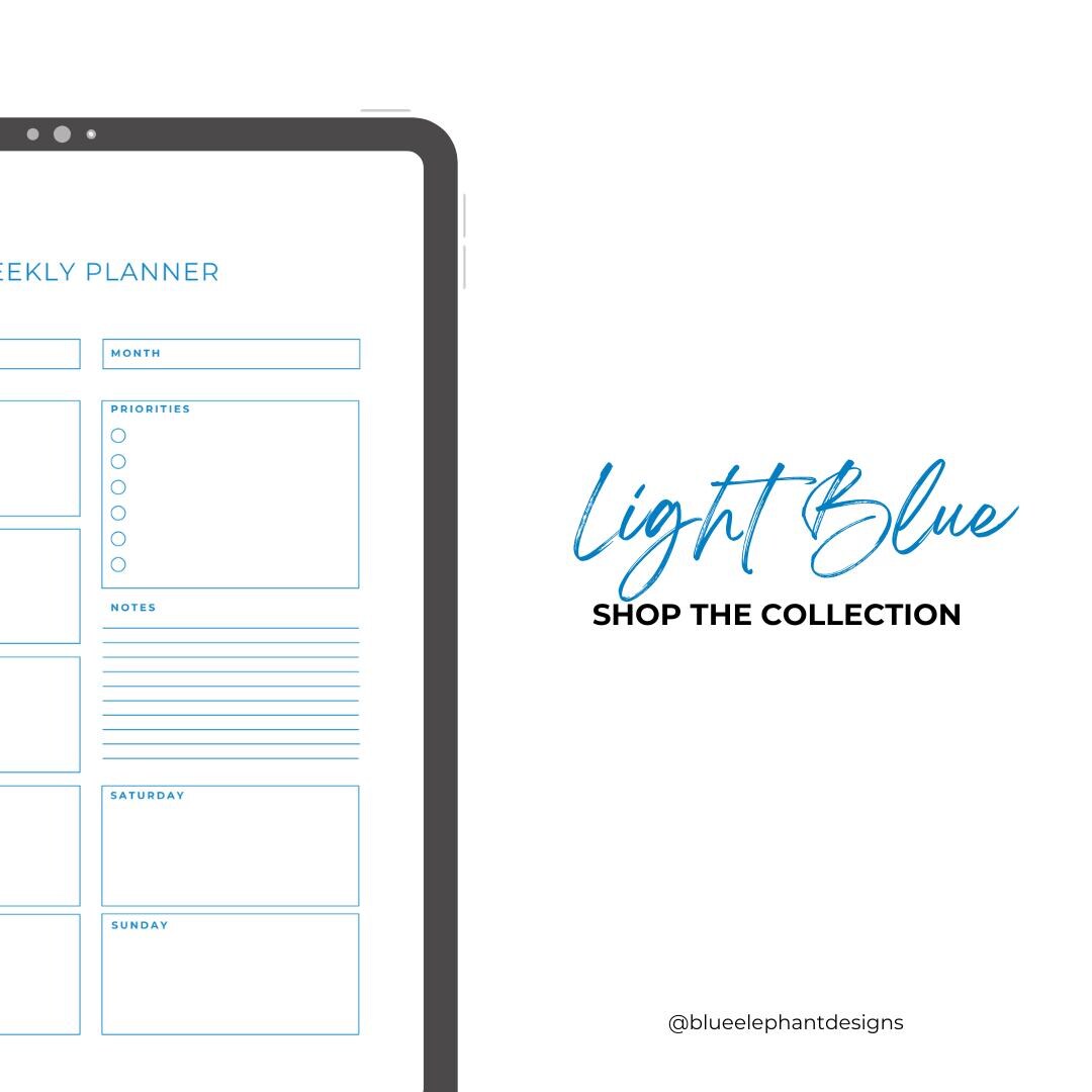 Light Blue Weekly Planner Printable: A4, A5, A6 Sizes (PDF Download) - Etsy