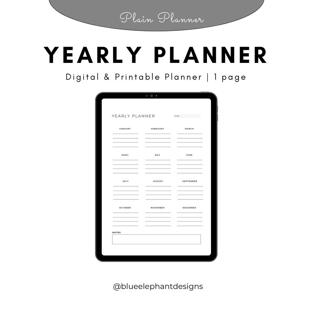 Yearly Goal Planner 4 - Year at A Glance, Good Notes Planner ...