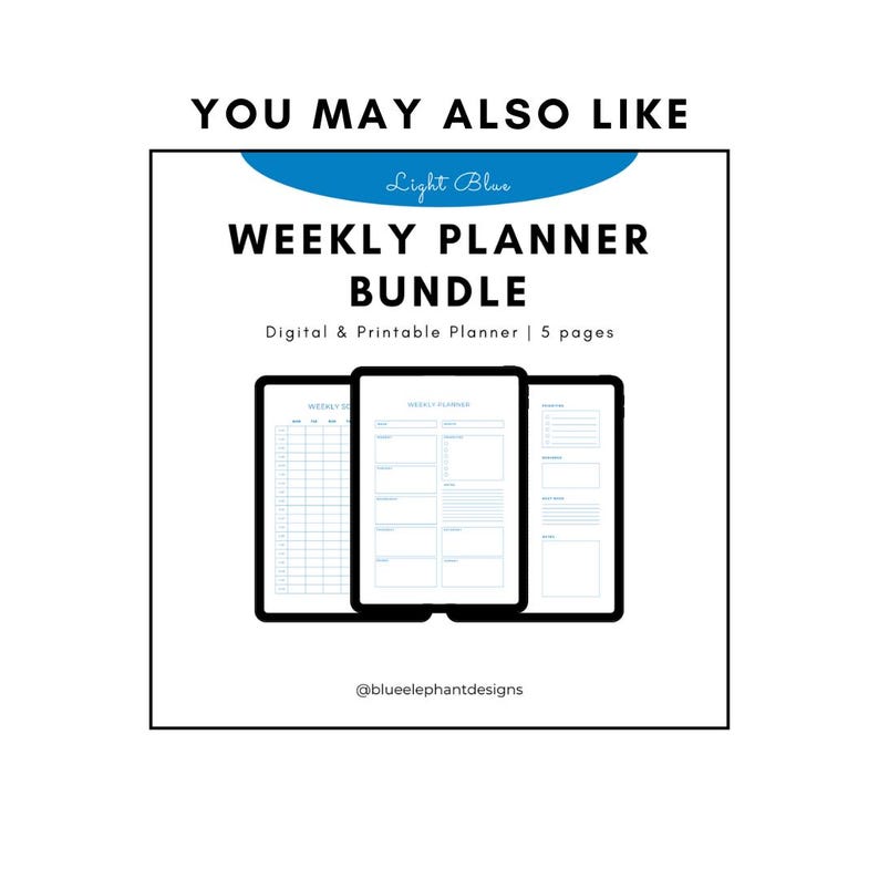 Light Blue Weekly Planner Printable: A4, A5, A6 Sizes (PDF Download) - Etsy