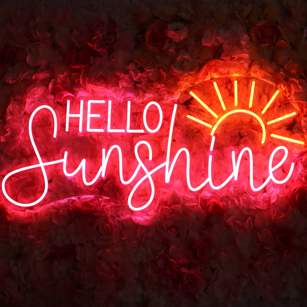 Hello Sunshine Neon Sign Sun Neon Sign Custom Neon Light - Etsy
