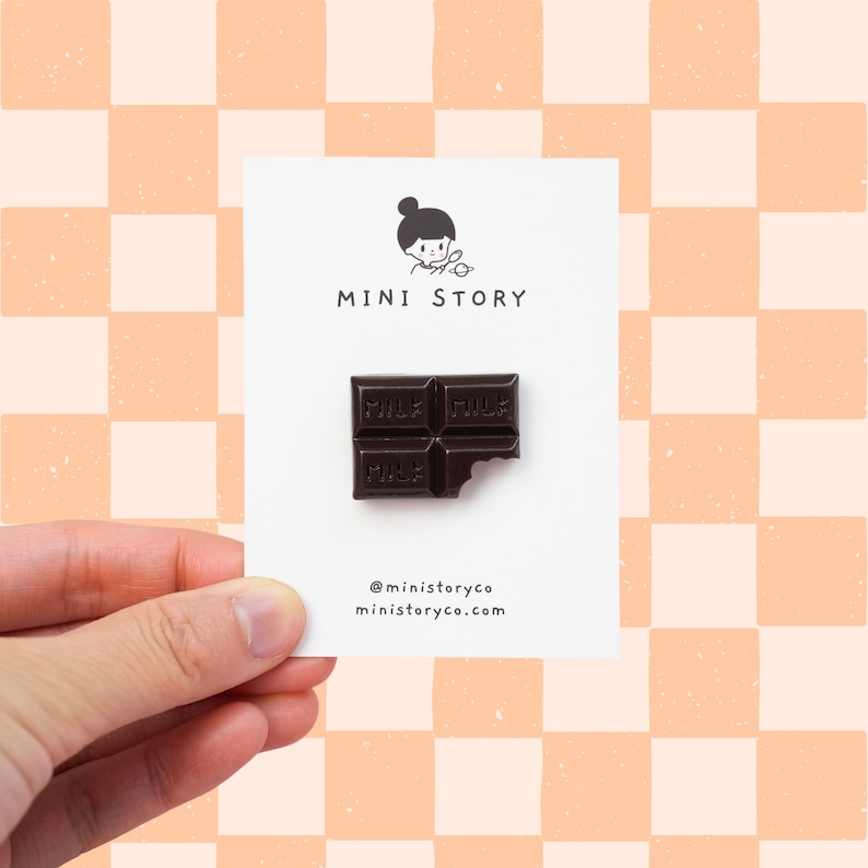 Milk Chocolate Pin | Bitten Chocolate Bar Brooch | Chocolate Bar Pin ...