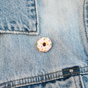 Rainbow Donut Pin | Pink Sprinkle Donut Brooch | Cute Doughnuts Pin ...