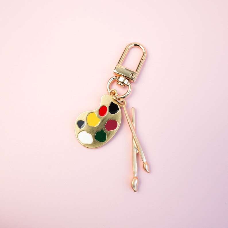 Paint Palette and Brush Keychain | Painter Keychain | Artist Key Chain ...