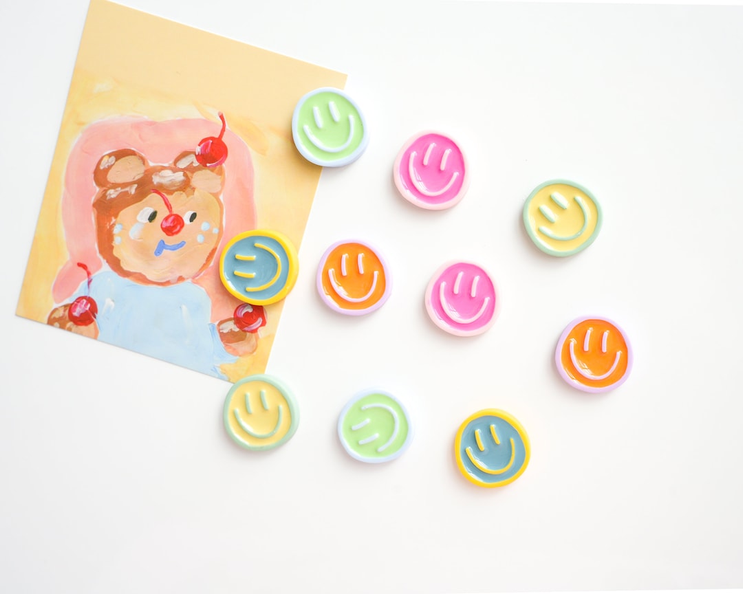 Smiley Face Magnet Set Pastel Smiley Face Magnets Colourful Magnets ...