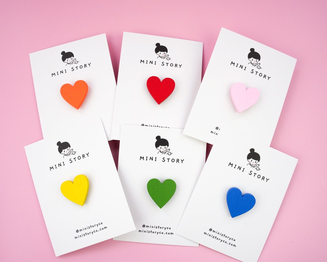 Colourful I LOVE YOU Heart Pin | Pastel Love Heart Brooch | Cute Wood ...