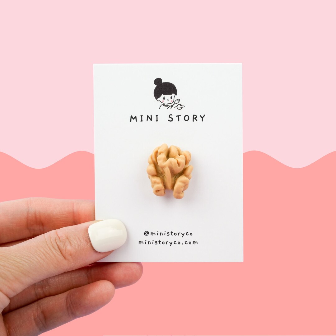 Walnut Pin | Cute Nut Brooch for Nut Lovers | Creative Foodie Gift for ...