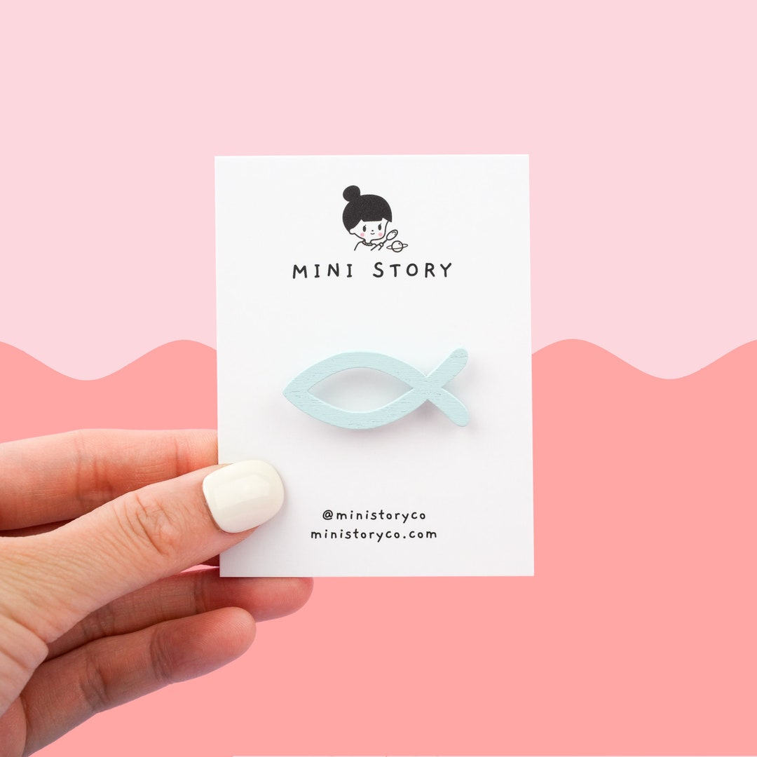 Fish Pin Badge | Cute Wood Blue Fish Pin | Marine Life Brooch | Fish ...