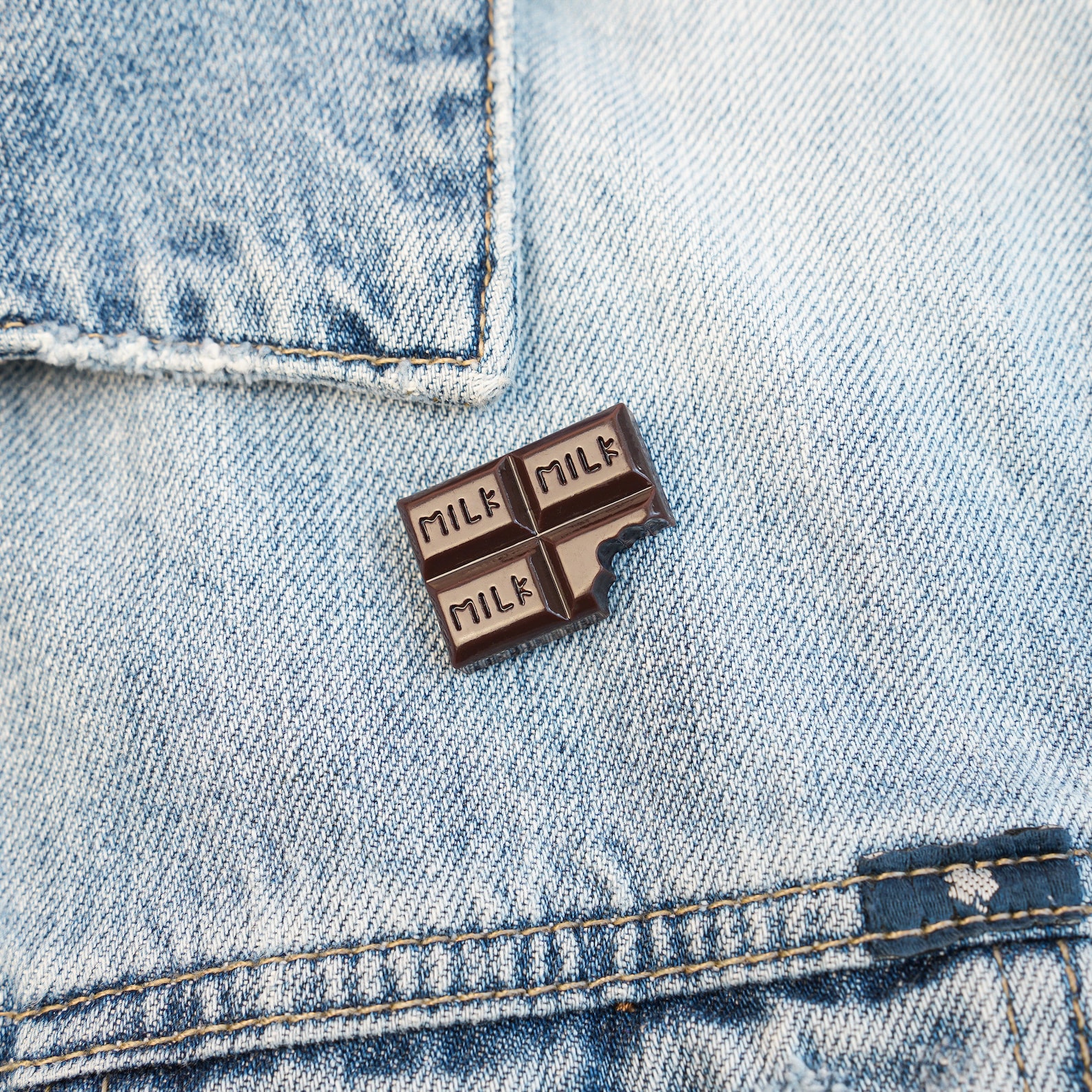 Milk Chocolate Pin | Bitten Chocolate Bar Brooch | Chocolate Bar Pin ...