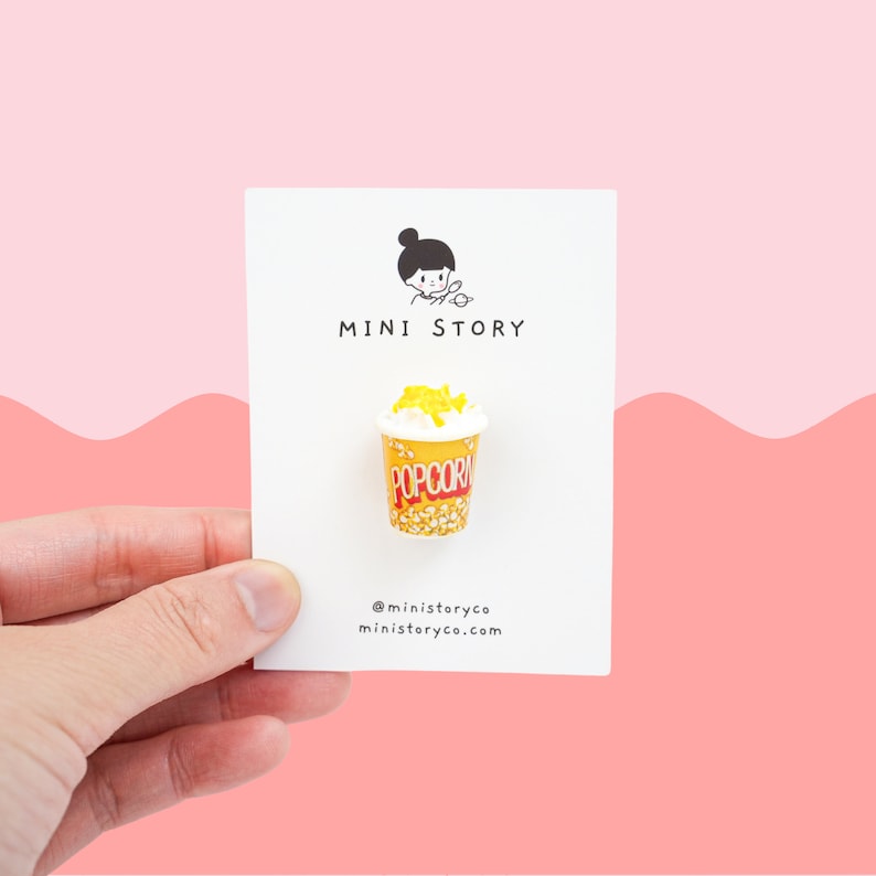 Popcorn Brooch | Cinema Popcorn Pin | Foodie Accessories | 3D Popcorn ...