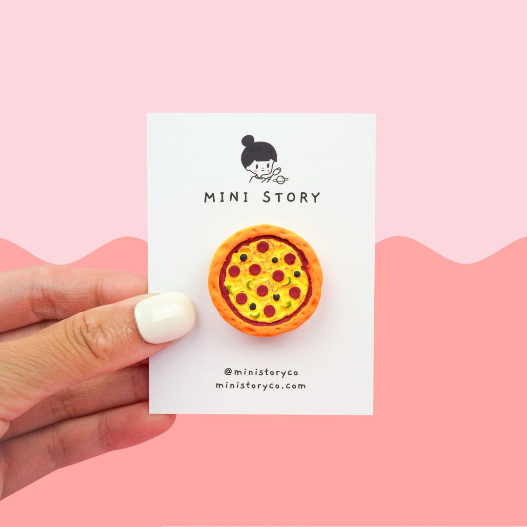 Pepperoni Pizza Pin | Miniature Pizza Brooch | Cute Food Themed ...