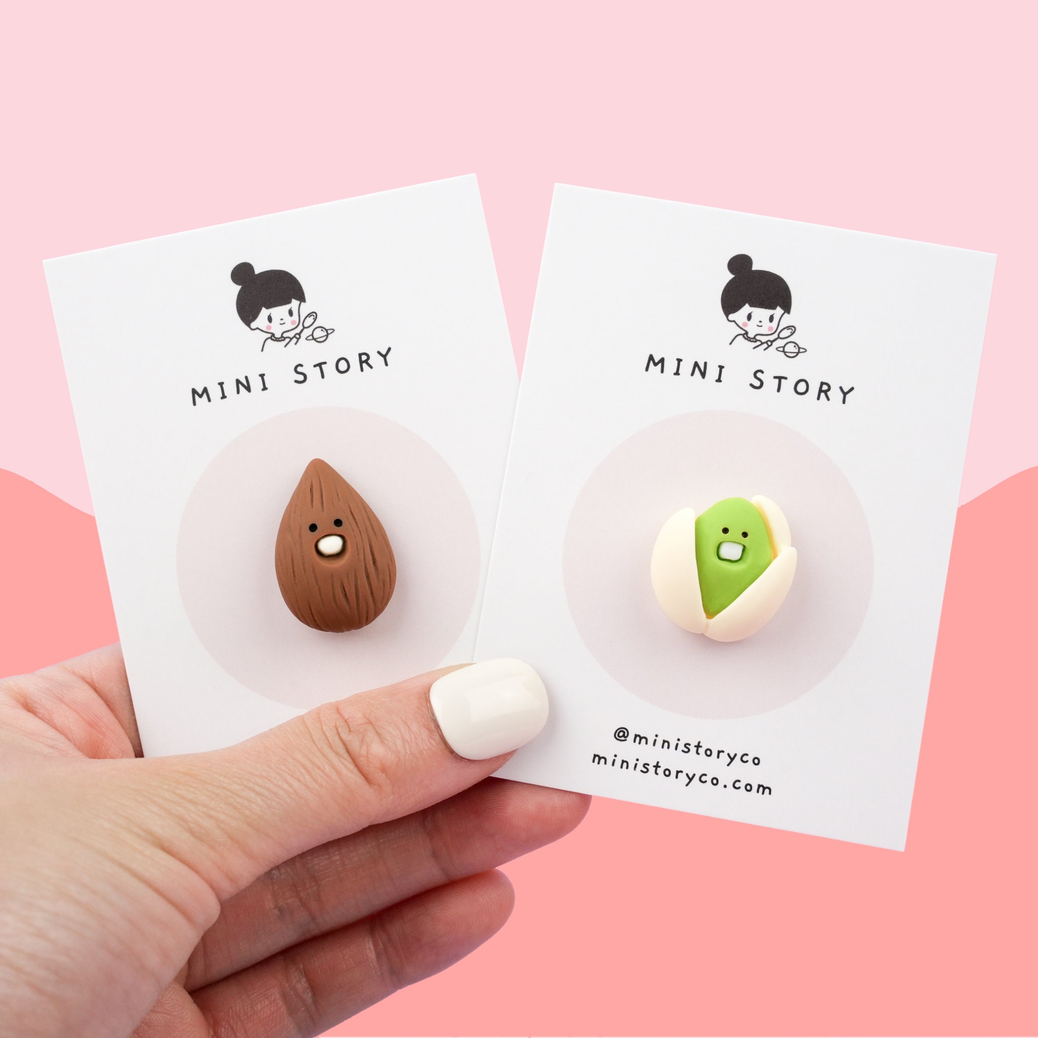 Almond and Pistachio Pin Set | Go Nuts Brooch | Cute Nutty Duo Pins ...