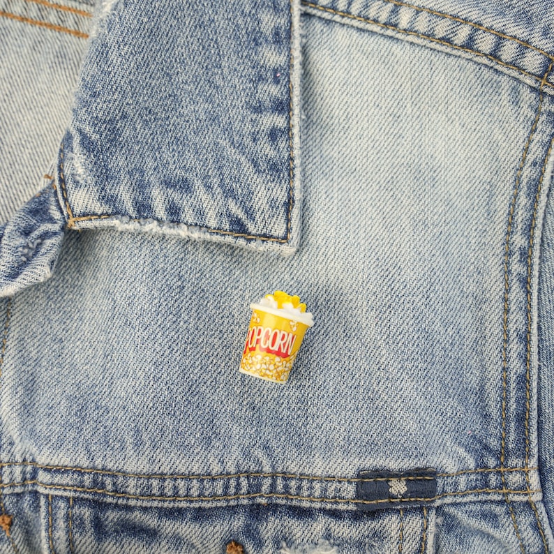 Popcorn Brooch | Cinema Popcorn Pin | Foodie Accessories | 3D Popcorn ...