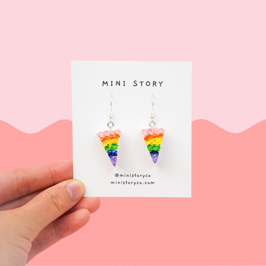 Rainbow Cake Dangle Earrings Miniature Food Jewellery Cake Dangle ...