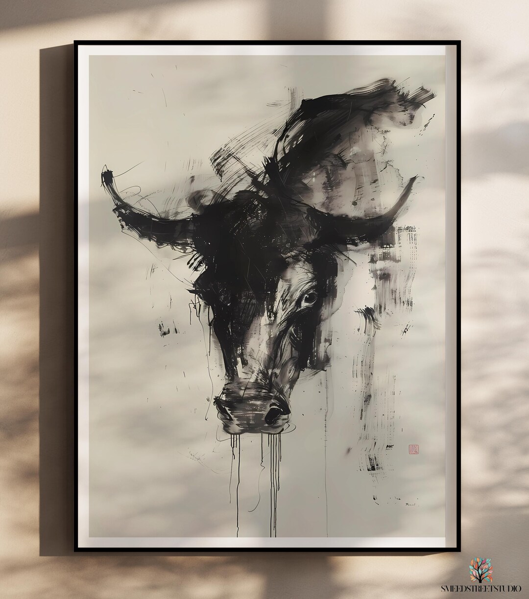 Japanese Bull Brush Ink. Printable Art, Wall Art, Home Décor, Gift Idea ...