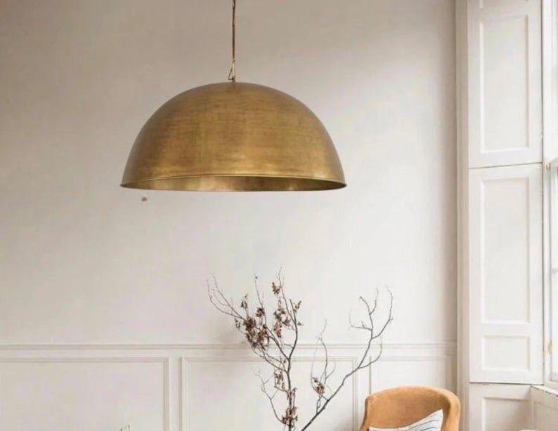 SET OF TWO Hammered Dome Light Fixture, Brass Dome Lamp , Kitchen ...