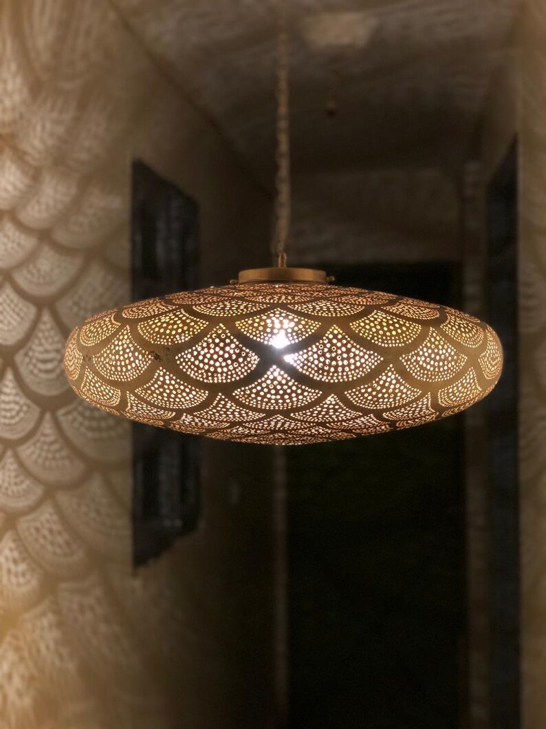 Close Bottom Lamp , Handmade Brass Lampshade , Moroccan Handcrafted ...