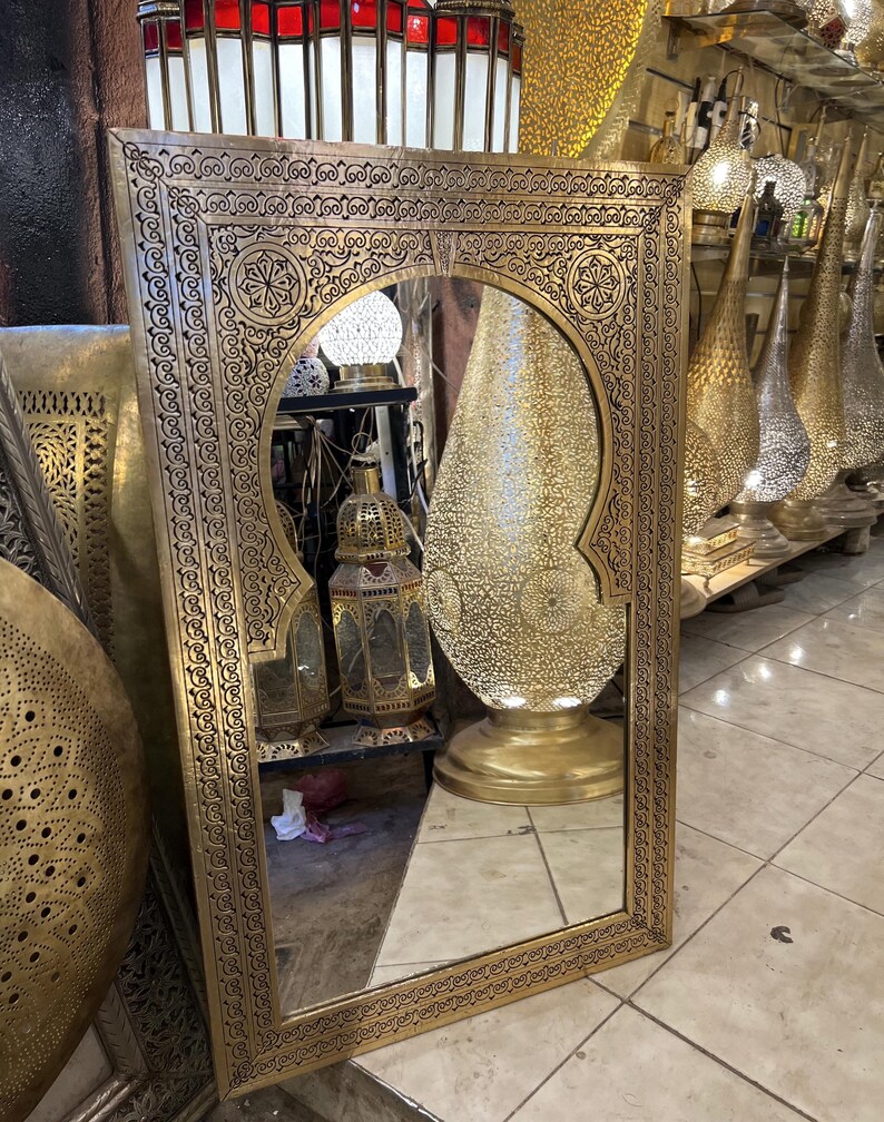 Morrocan Mirror , Engraved Mirror From Brass Made by Hand in Marrakech ...