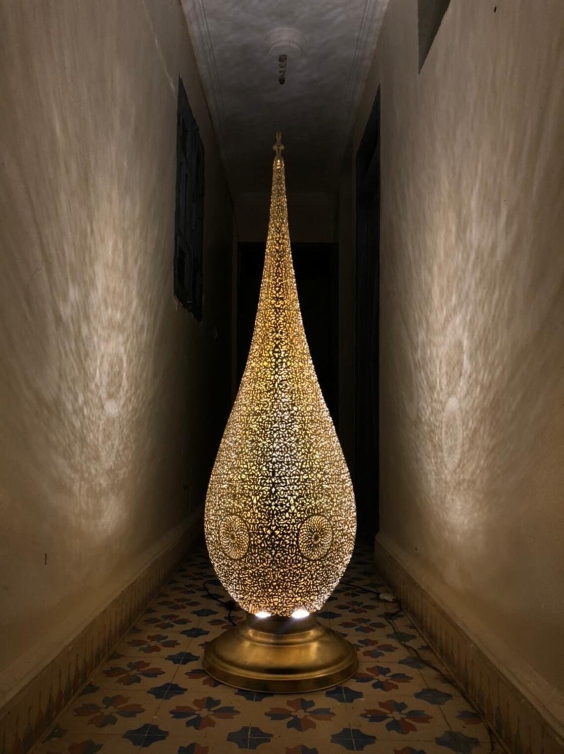 Handmade Brass Moroccan Floor Lamp: Romantic Home Decor (125cm / 49.21 ...