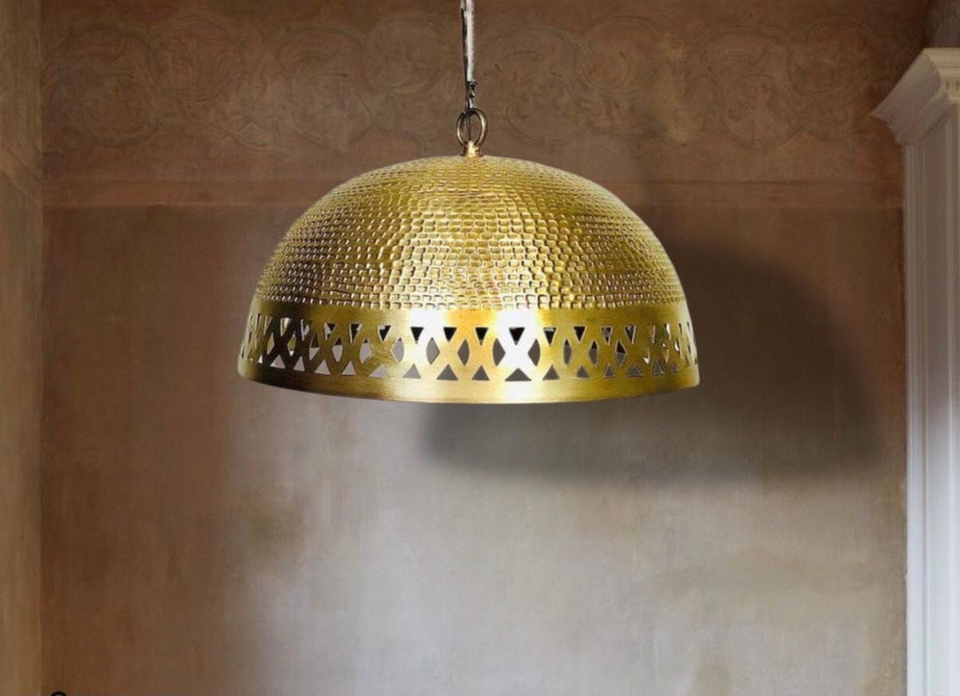 Hammered Dome Lamp , Kitchen Island, Brass Dining Lampshade, Handmade Brass Lamp - Etsy