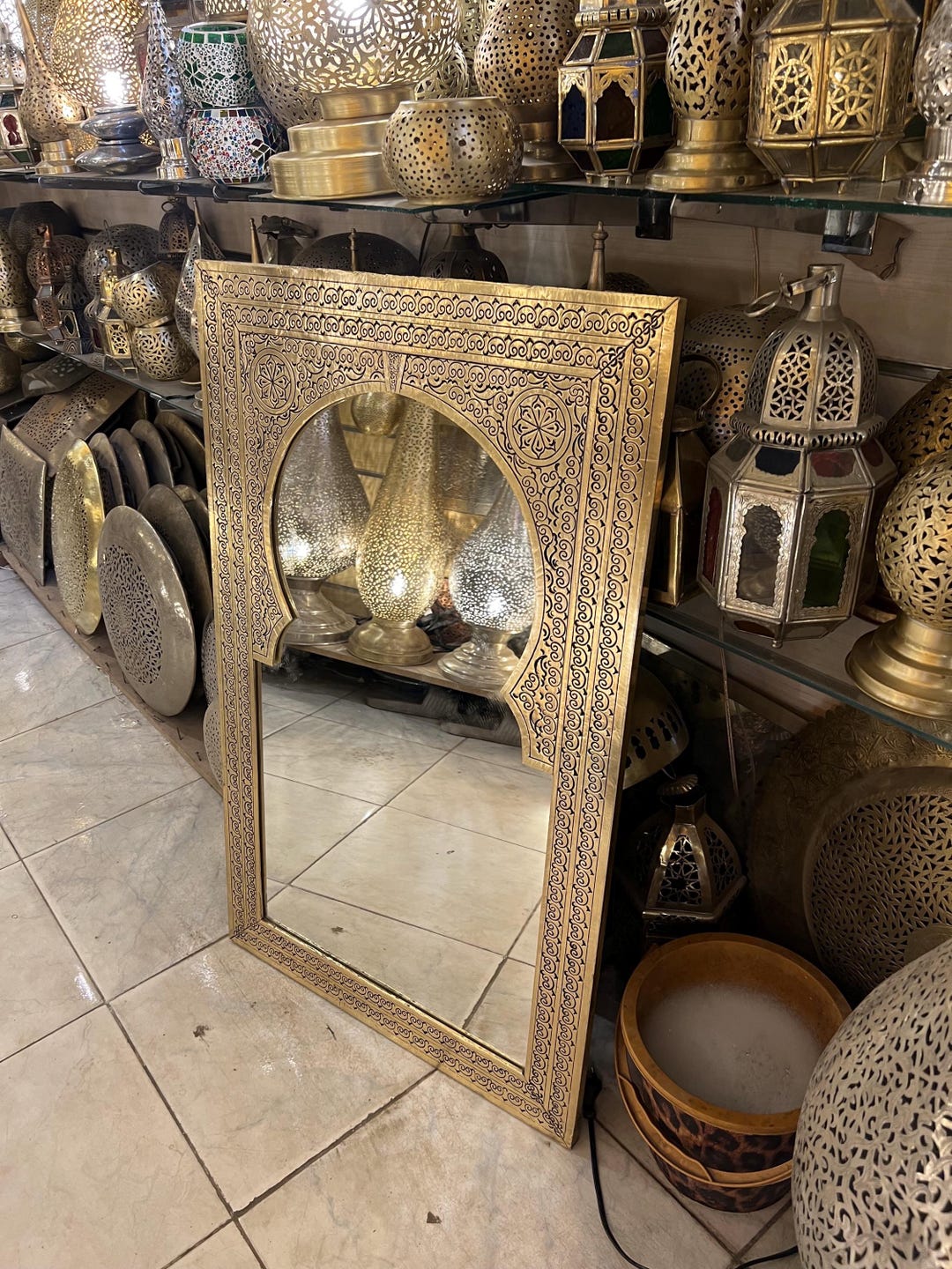 Morrocan Mirror , Engraved Mirror From Brass Made by Hand in Marrakech ...