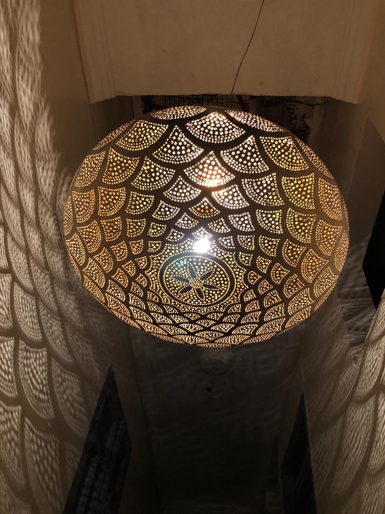 Close Bottom Lamp , Handmade Brass Lampshade , Moroccan Handcrafted ...