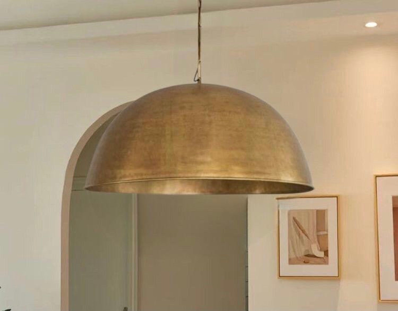 SET OF TWO Hammered Dome Light Fixture, Brass Dome Lamp , Kitchen ...