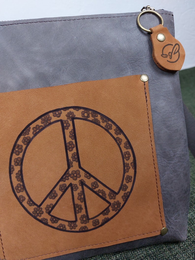 Peace Sign Leather Shoulderbag - Etsy