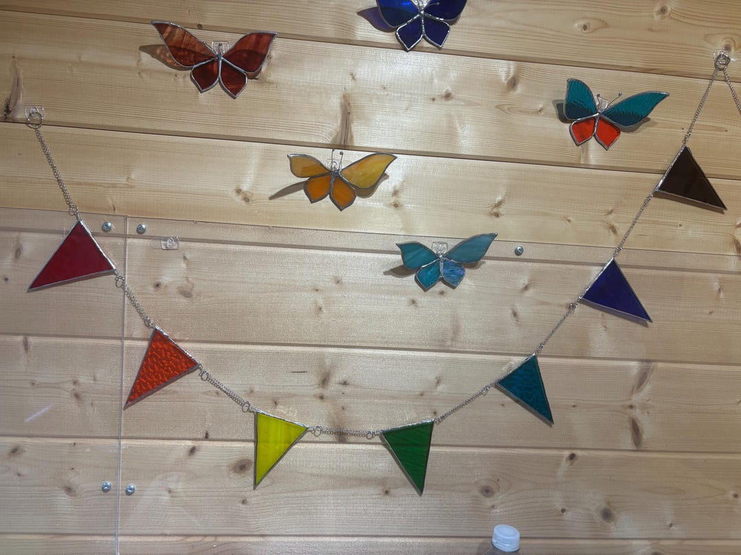 Rainbow Stained Glass Bunting - Etsy