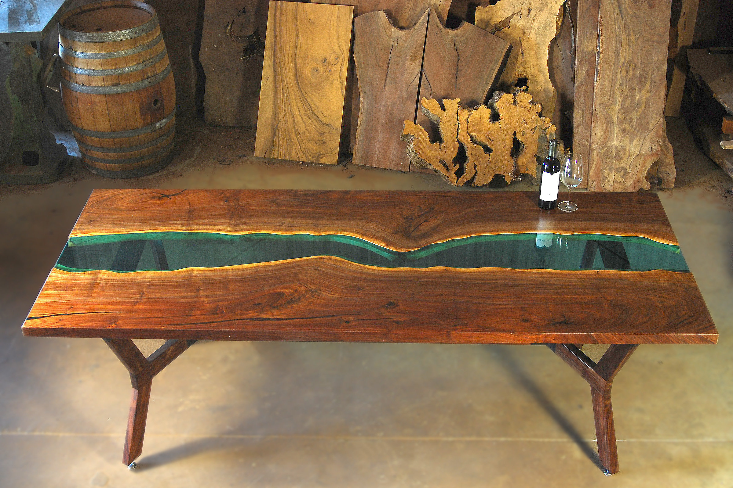Walnut Live Edge River Table Custom Dining Tables Premium Live Edge ...