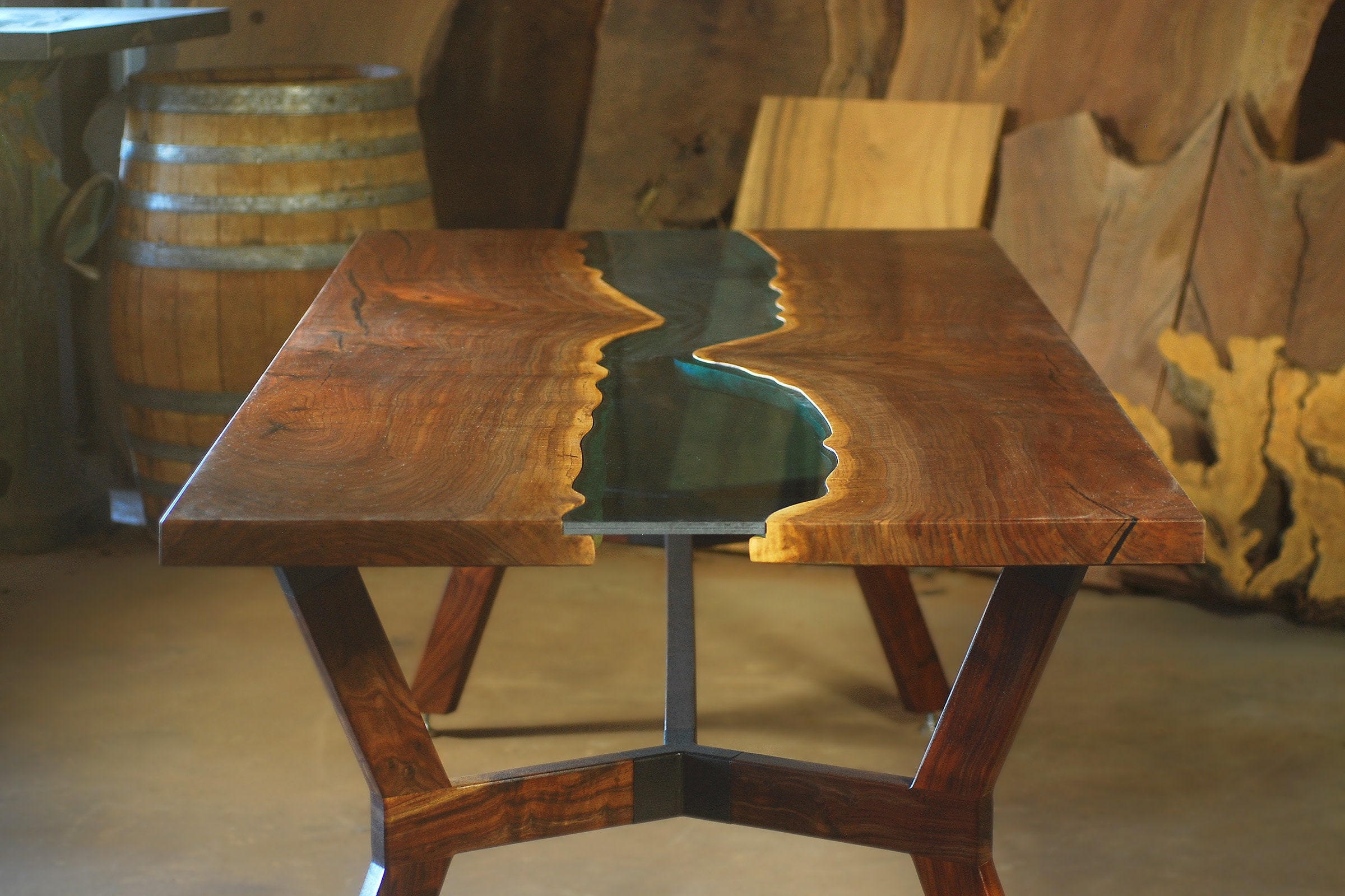Walnut Live Edge River Table Custom Dining Tables Premium Live Edge ...