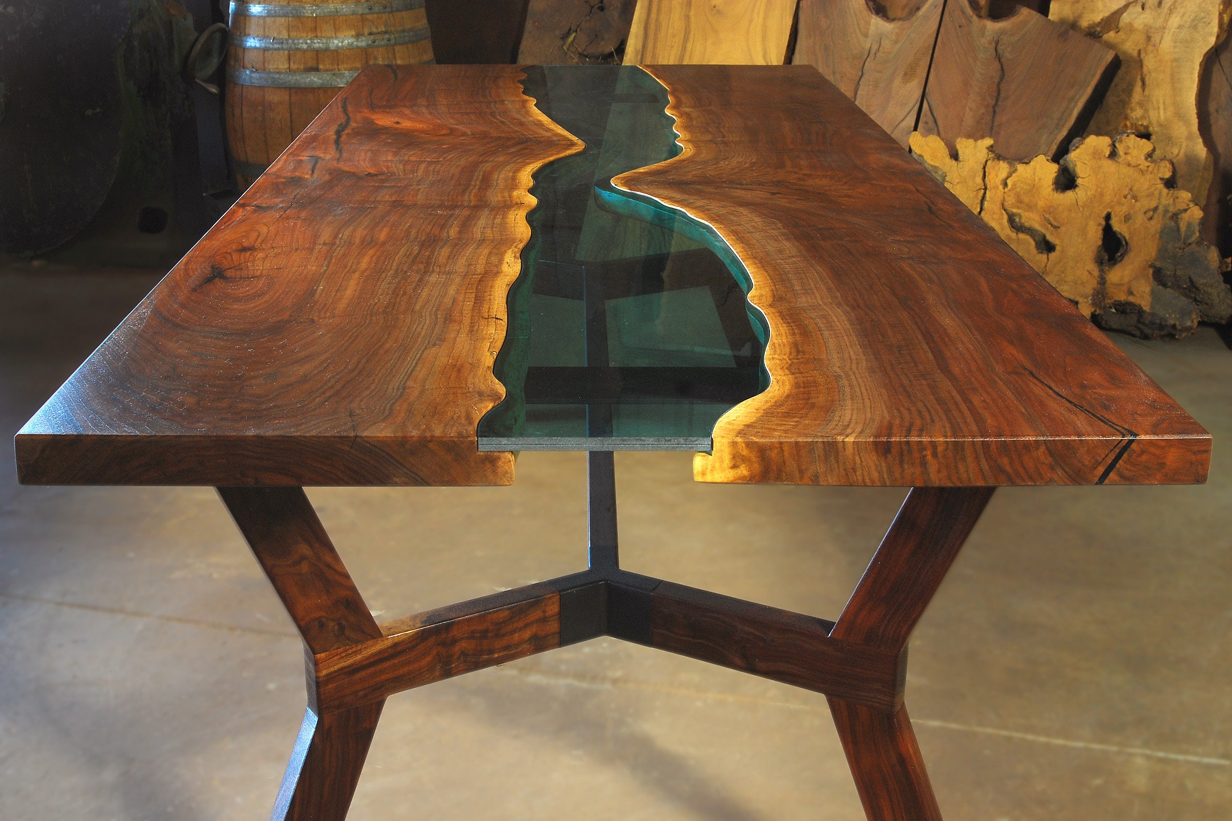 Walnut Live Edge River Table Custom Dining Tables Premium Live Edge ...