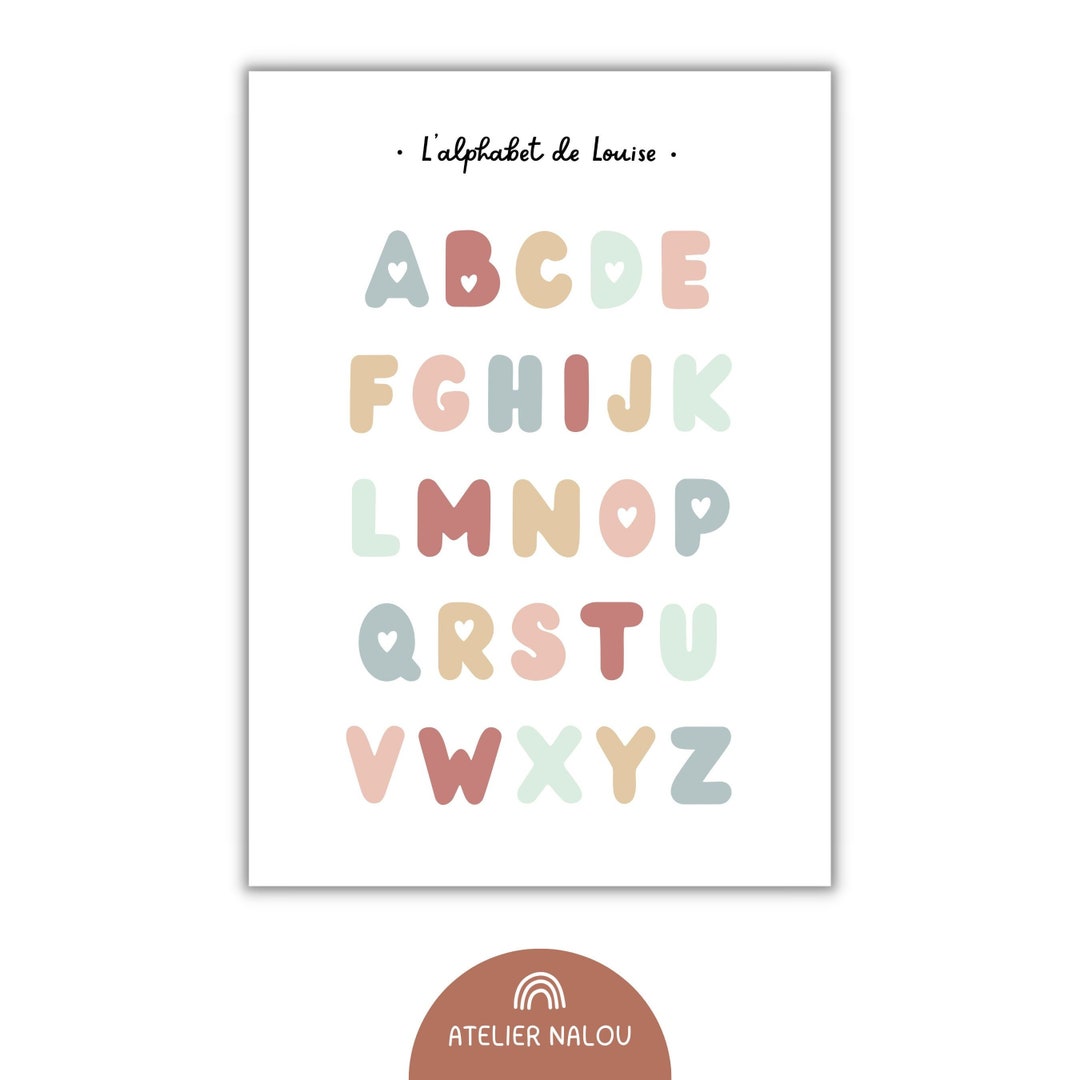 Playful Pastel Alphabet/abecedary Poster Personalized Child Decoration ...