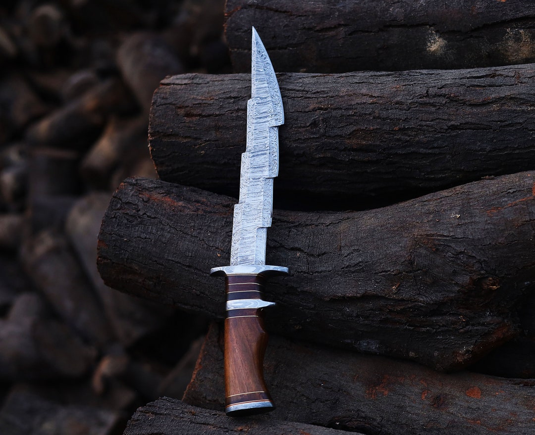 Handmade Damascus Lightning Bolt Knife With Free Leather - Etsy