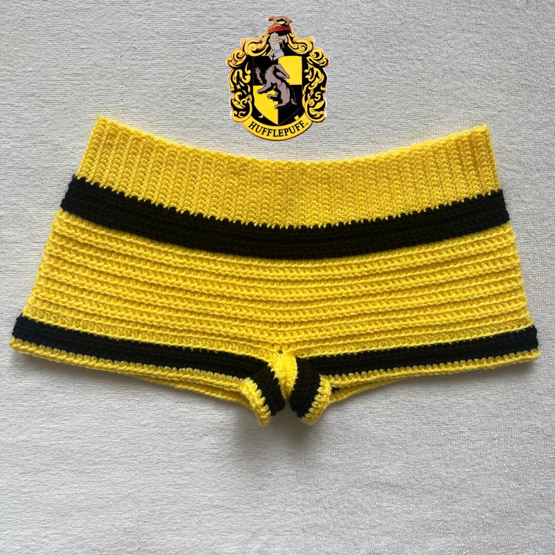 Harry Potter Hufflepuff Crochet Mini Shorts Beach Outfit Mini Shorts ...